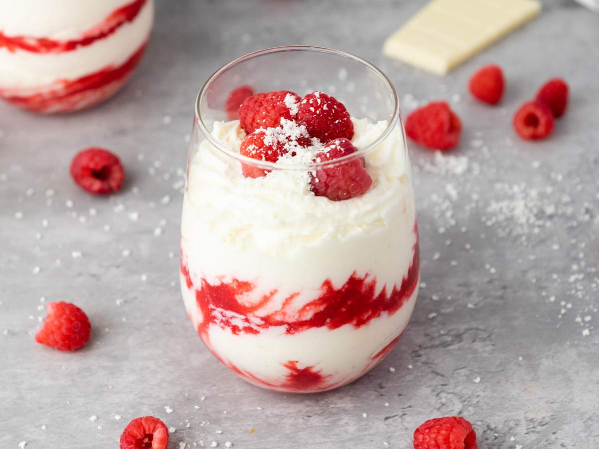 White Chocolate Mousse With Raspberries