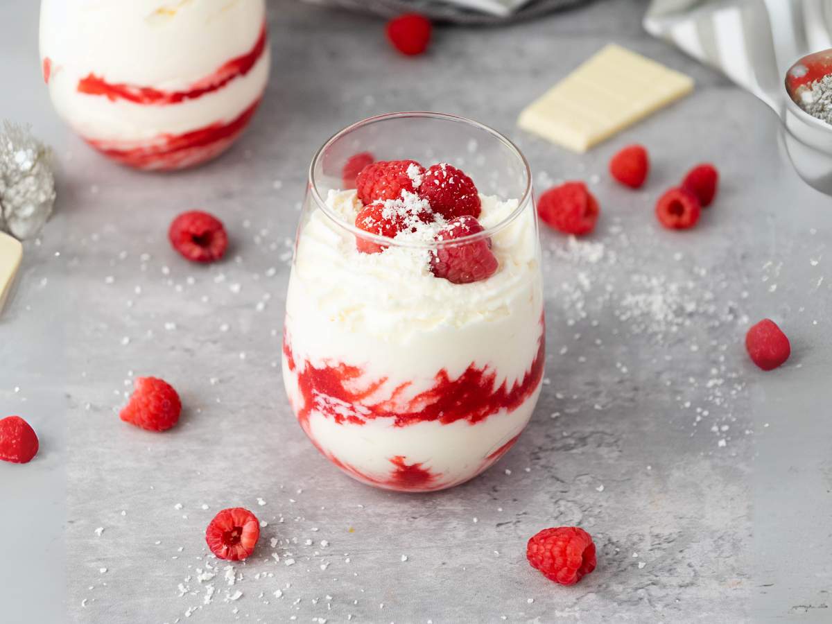 White Chocolate Mousse With Raspberries